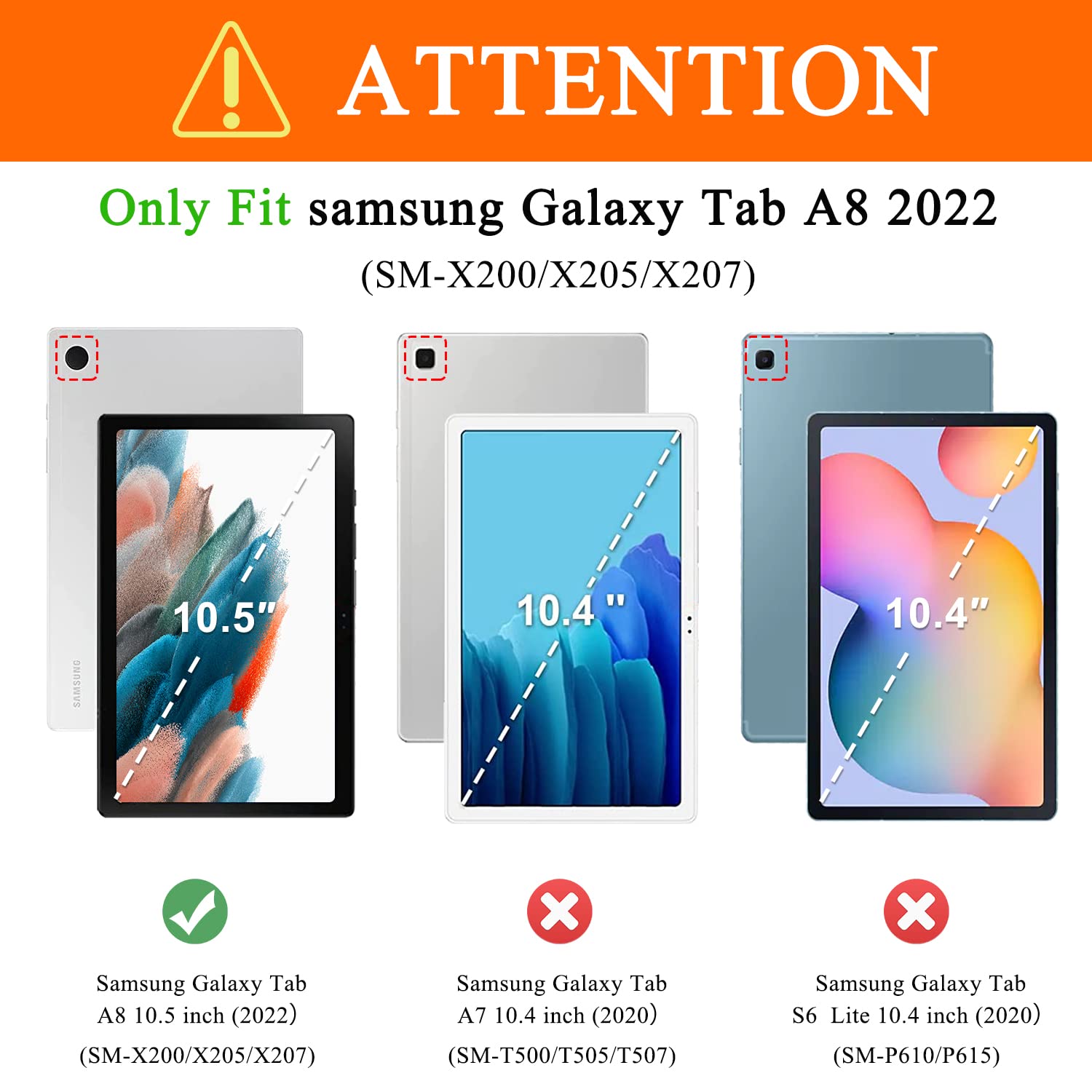 Soke Galaxy Tab A8 Case 10.5 Inch 2022, Shockproof Stand Folio Case, Multi- Viewing Angles, Hard PC Back Cover for Samsung Galaxy Tab A8 Tablet [SM-X200/X205/X207], Black