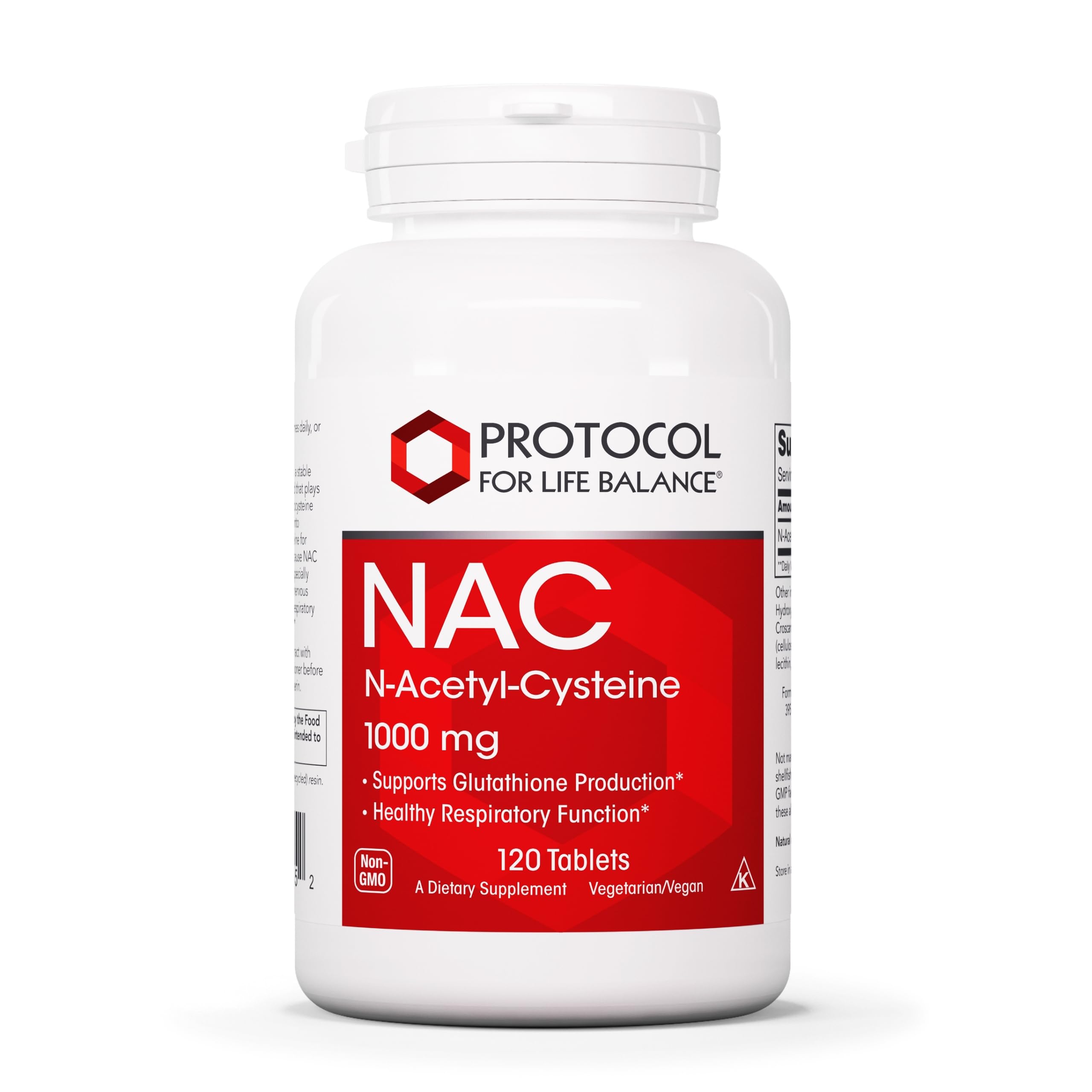 PROTOCOL FOR LIFE BALANCE NAC N-Acetyl Cysteine 1000mg - Glutathione Production & Respiratory Function - 120 Tabs