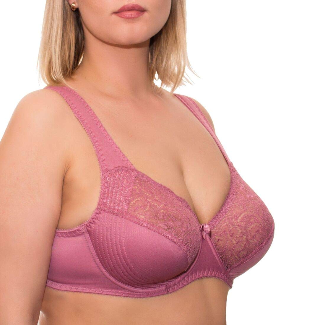 2-Pack Wide Strap Bra Plus Size Full Coverage Underwire Support Panels 34 36 38 40 42 44 / C D E F G H I J (40H, Lavender/Dusty Pink)