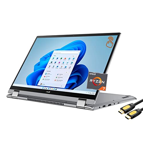 ASUS Zenbook Flip 2-in-1 Touch Laptop, 15.6" FHD Touchscreen, AMD 8-Core Ryzen 7 5700U (Beat i9-10885H), GeForce MX450, 8GB RAM, 1TB PCIe SSD, USB-C, Backlit, KeyPad, Webcam, SPS HDMI Cable, Win 11