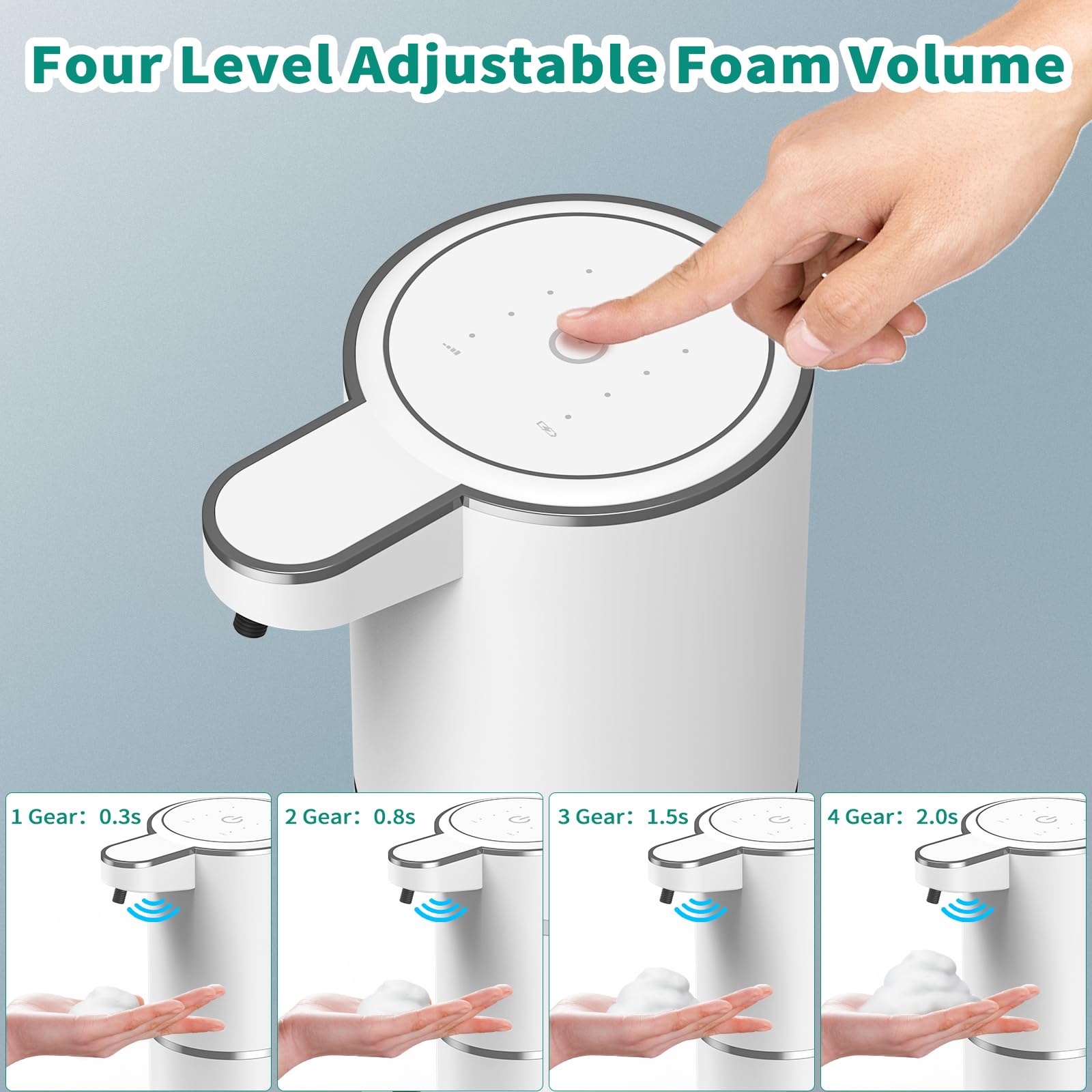 HOMELYLIFE Automatic Foam Soap Dispenser,12.85oz Touchless Soap Dispenser with Smart Display,4 Levels Adjustable Liquid Hand Free Soap Dispenser,Dish Soap Dispenser for Kitchen,Bathroom,Public Places