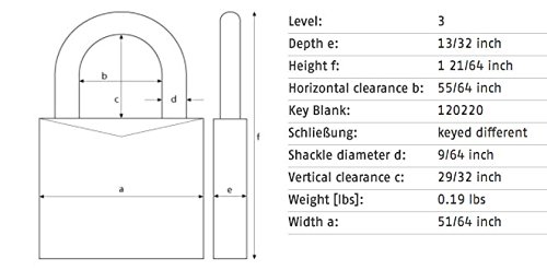 ABUS 64TI/40 Titalium™ Aluminum Alloy Padlock Keyed Different - Nano Protect Steel Shackle