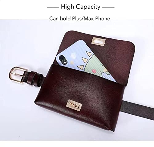 Fashion Belt for Women`s Dress and pants with Removable Mini Waist Bag, Cell Phone Pocket (Coffee), 43 inch