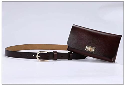 Fashion Belt for Women`s Dress and pants with Removable Mini Waist Bag, Cell Phone Pocket (Coffee), 43 inch