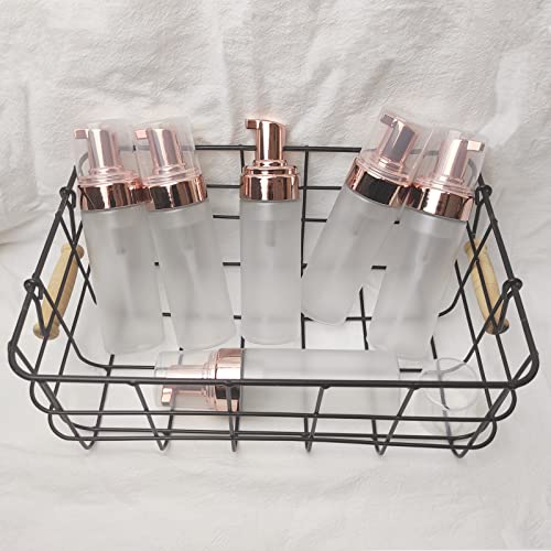 150ml Foam Pump Bottle, 5oz Empty Foaming Dispenser Soap Plastic Container for Facial Cleanser Shampoo Hand Soap (Clear Matte+Rose Gold)