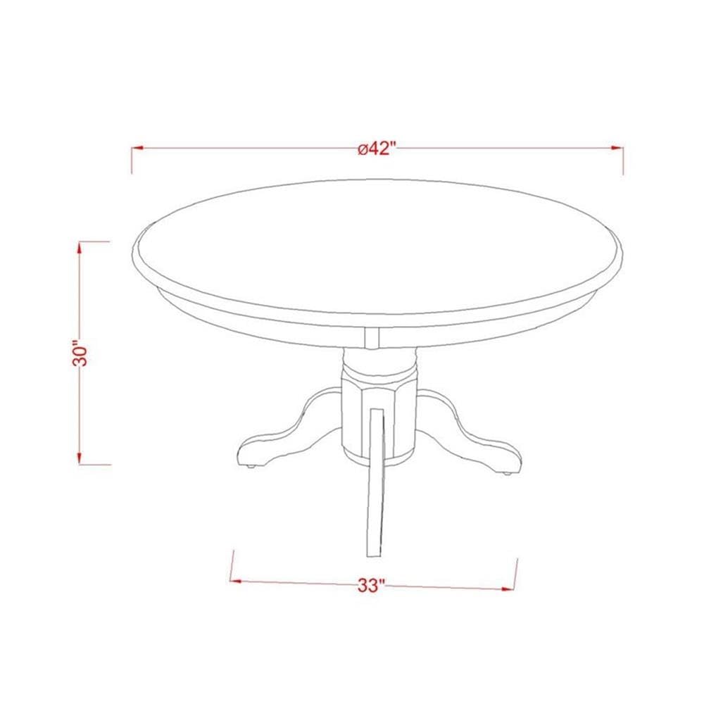 East West Furniture SHAV5-BLK-LC 5 Piece Modern Dining Table Set Includes a Round Kitchen Table with Pedestal and 4 Faux Leather Dining Room Chairs, 42x42 Inch, Black