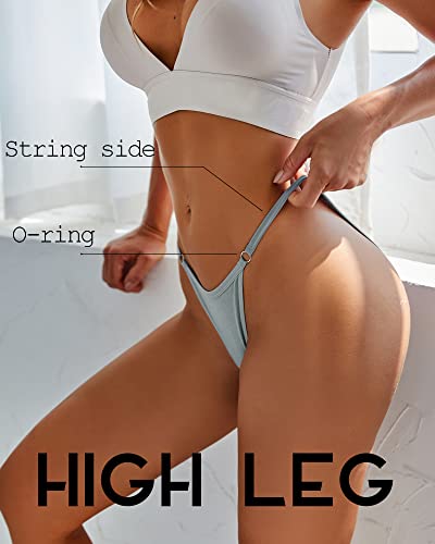 ROSYCORAL 6 Pack String Underwear for Women Cheeky High Cut Hipster Stretch Comfortable Low Rise Cotton Bikini Panties S-XL (S)