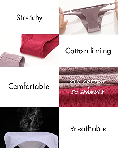 ROSYCORAL 6 Pack String Underwear for Women Cheeky High Cut Hipster Stretch Comfortable Low Rise Cotton Bikini Panties S-XL (S)