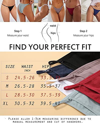 ROSYCORAL 6 Pack String Underwear for Women Cheeky High Cut Hipster Stretch Comfortable Low Rise Cotton Bikini Panties S-XL (S)