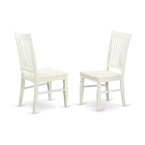 East West Furniture BOWE3-WHI-W 3 Piece Dining Table Set for Small Spaces Contains a Round Kitchen Table and 2 Dining Room Chairs, 42x42 Inch, Linen White