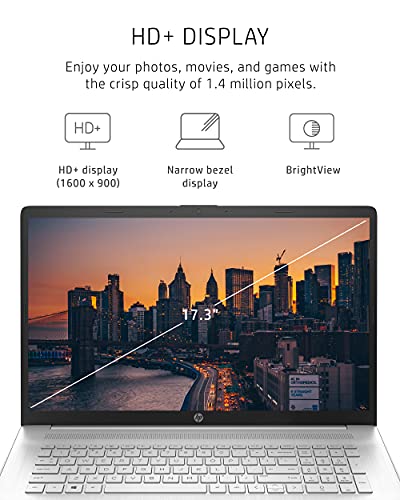 HP 17 Laptop, AMD Athlon Silver 3050U, 4 GB RAM, 256 GB SSD Storage, 17.3-inch HD+ Display, Windows 10 Home with Added Security, Long Battery Life, Dual Speakers, HD Web-Camera (17-cp0010nr, 2020)