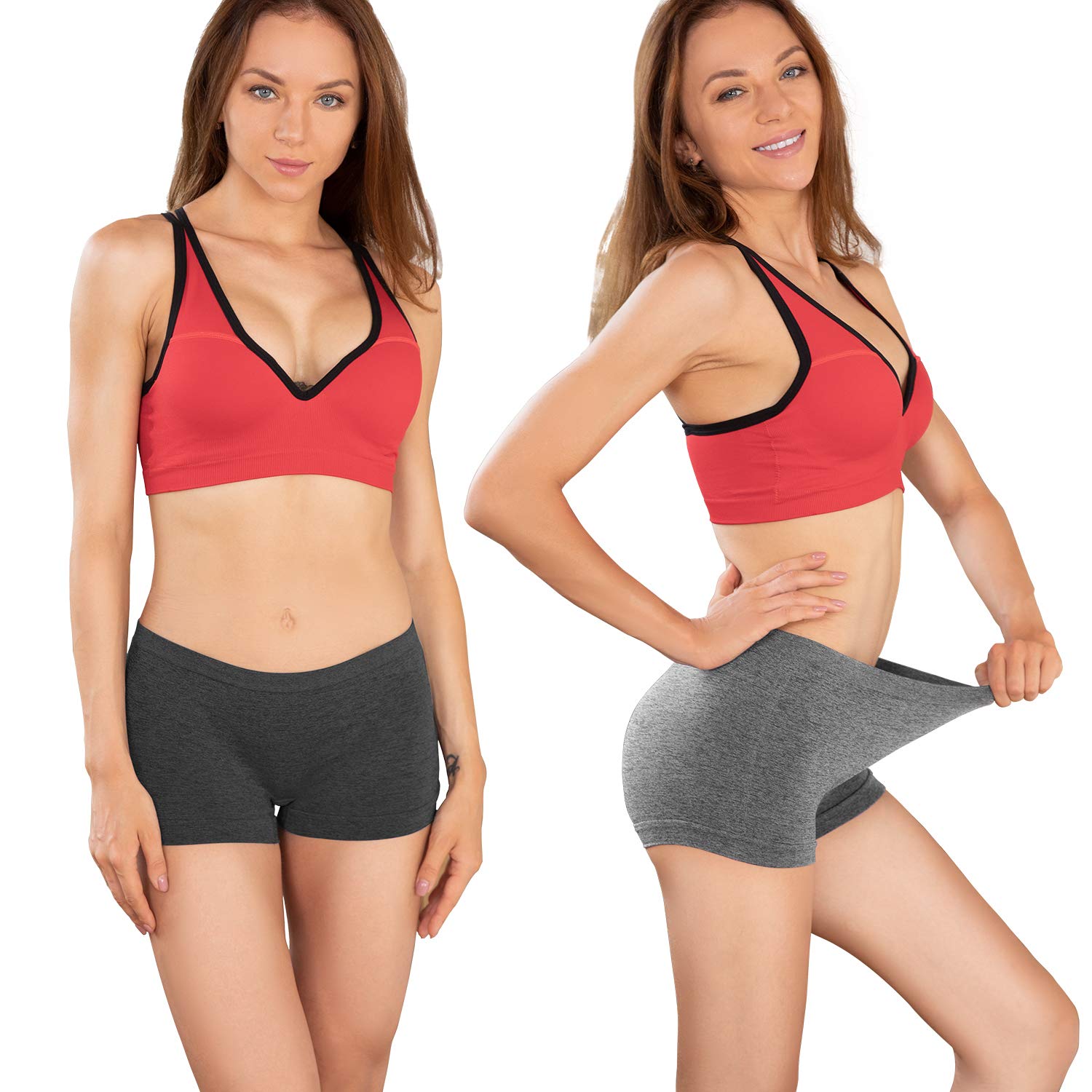 LALESTE Women's Boyshort Underwear Full Coverage Seamless Panties Soft Stretch Boxer Briefs 5 Packs