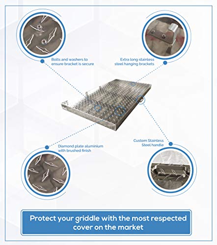 PREMIUM HOME Griddle Cover 36 Inch: for Blackstone Griddle, Blackstone Griddle Cover Accessories, Flat Top Griddle/Grill Cover, Great for Outdoors, use as Tabletop, Diamond Plate Aluminum