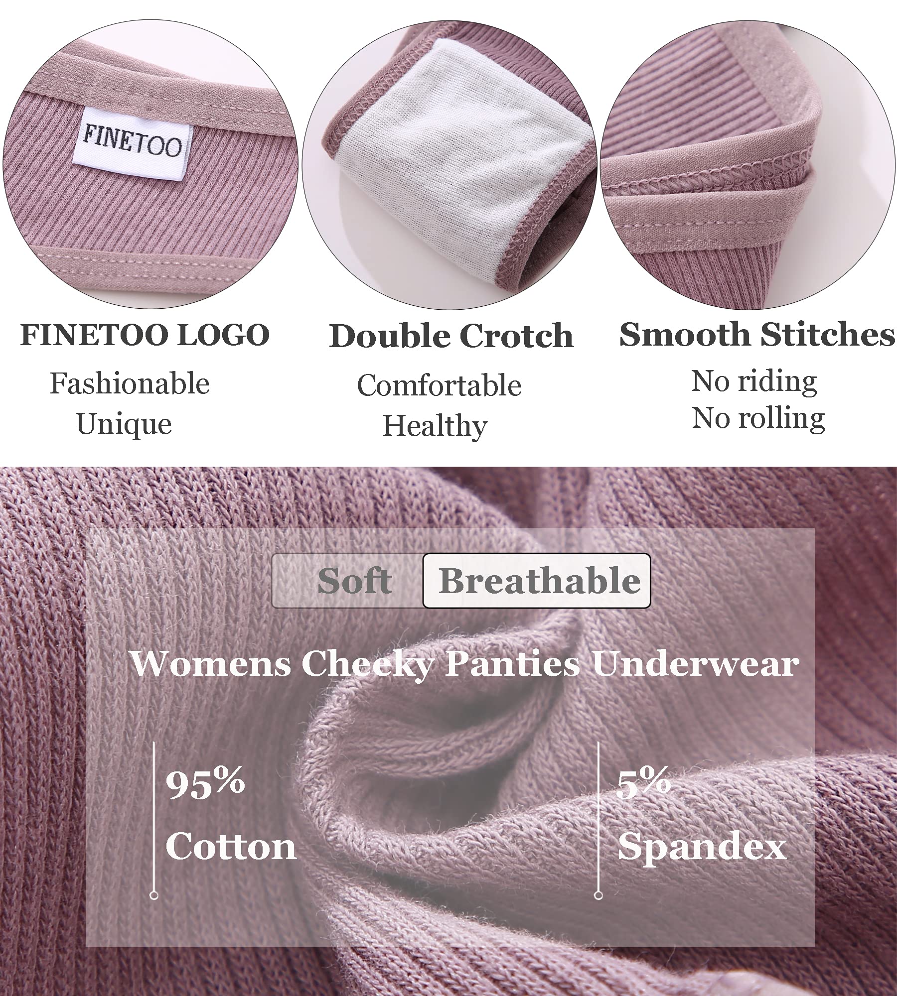 FINETOO 10 Pack Womens Cotton Underwear Sexy Stretch Bikini Panties Low Rise Hipster Ladies Soft V-Waist Cheeky(L)