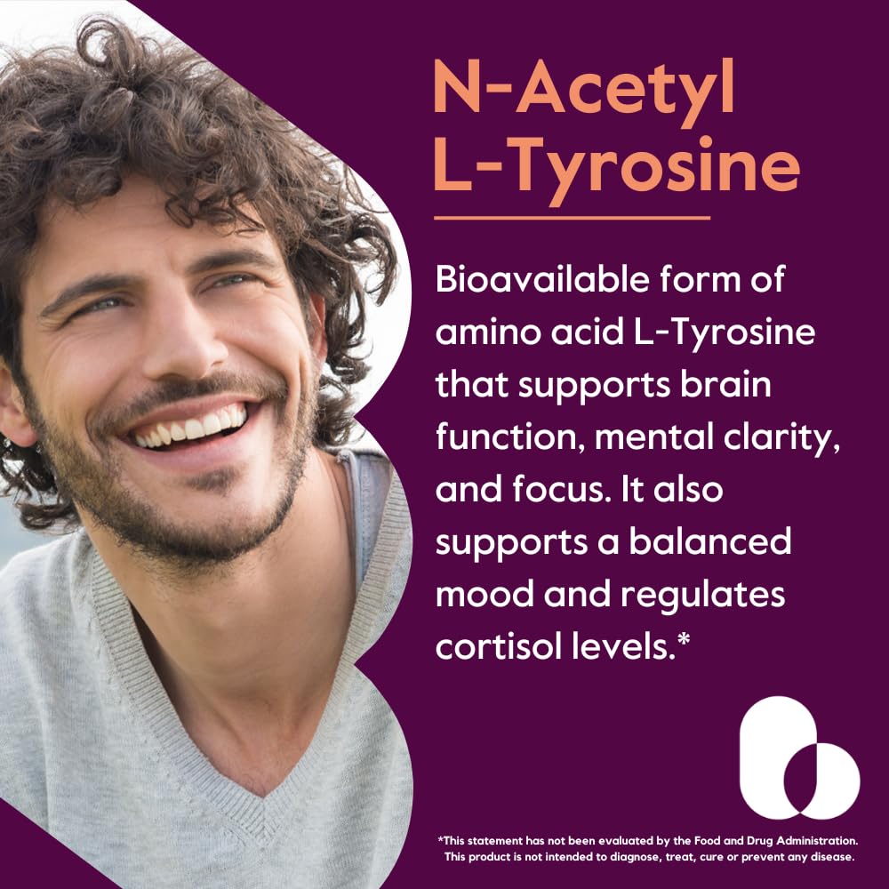 BESTVITE N-Acetyl L-Tyrosine 350mg (NALT) (120 Capsules) - No Stearates - Non GMO - Gluten Free