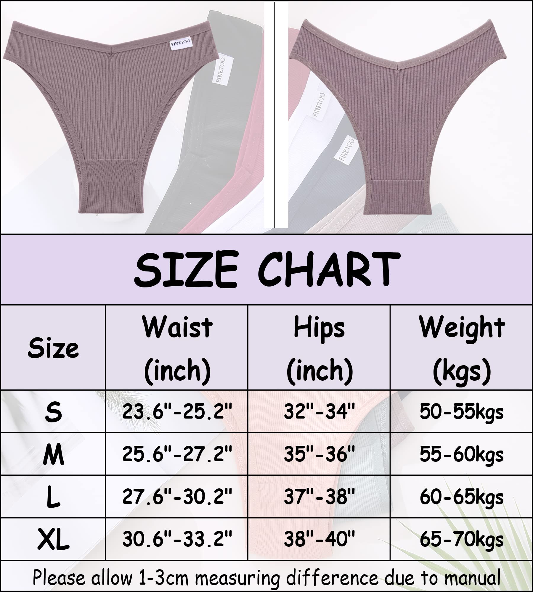 FINETOO 10 Pack Womens Cotton Underwear Sexy Stretch Bikini Panties Low Rise Hipster Ladies Soft V-Waist Cheeky(L)