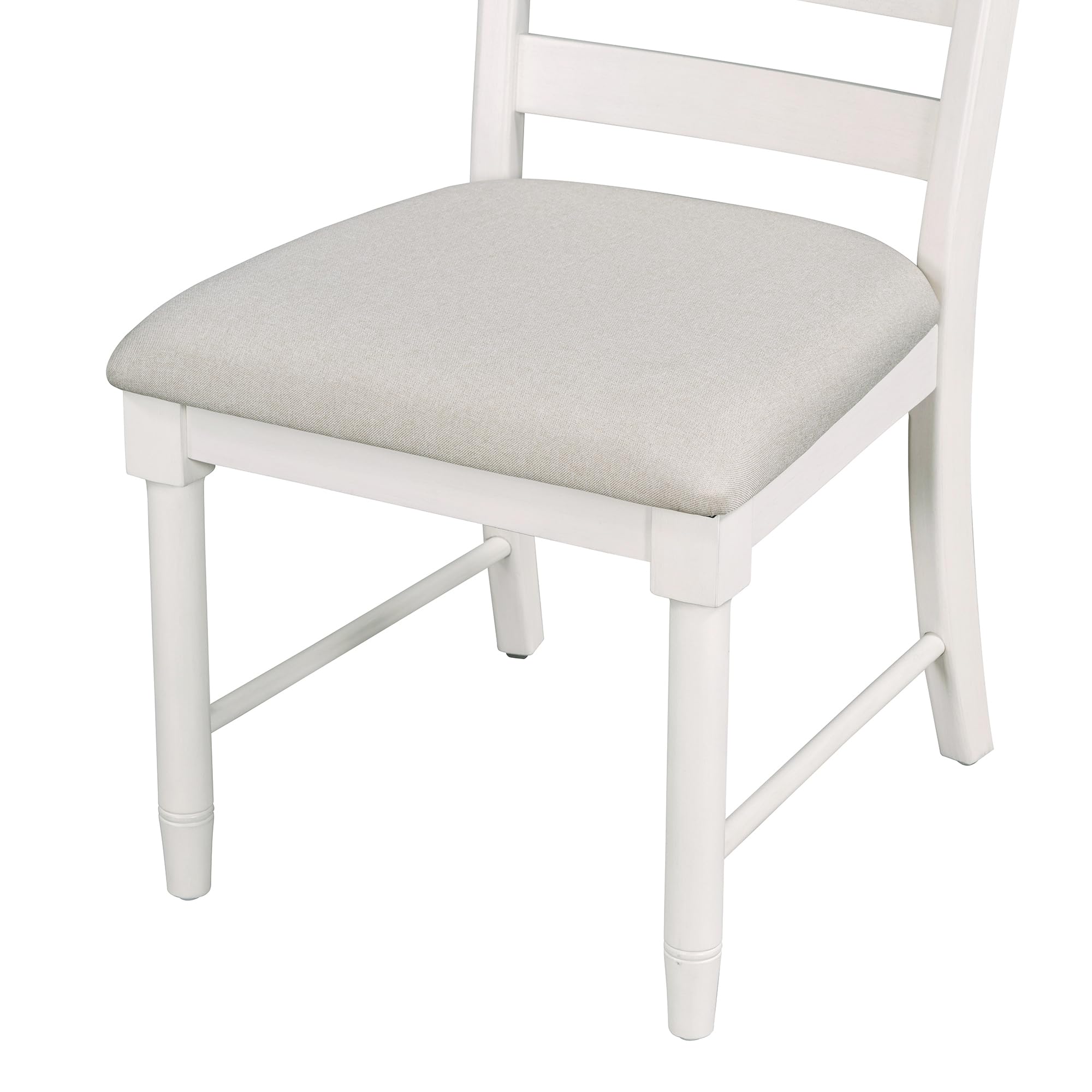 Quarte 5-Piece Retro Round Dining Table Set with Wood Extendable Dining Table and 4 Upholstered Dining Chairs, Compact Table Set for Small Kitchen Room (Off White/Extendable)