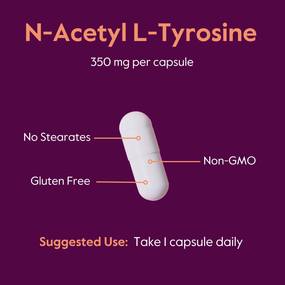 BESTVITE N-Acetyl L-Tyrosine 350mg (NALT) (120 Capsules) - No Stearates - Non GMO - Gluten Free