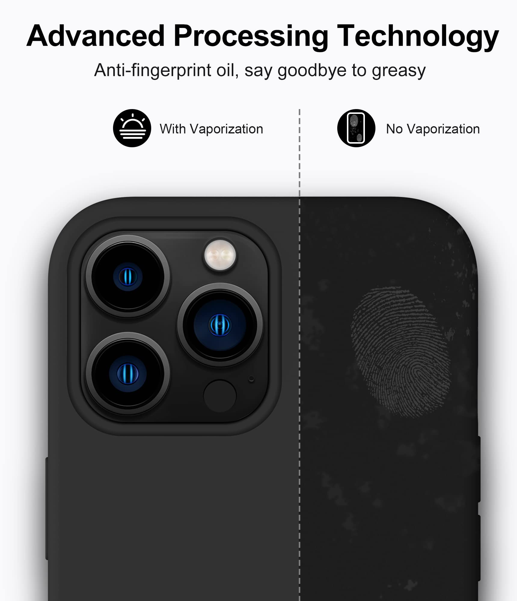 HOOMIL Silicone Case for iPhone 14 Pro 6.1-Inch, Skin-Friendly Soft Touch Cover, Anti-Scratch Microfiber Lining, Black