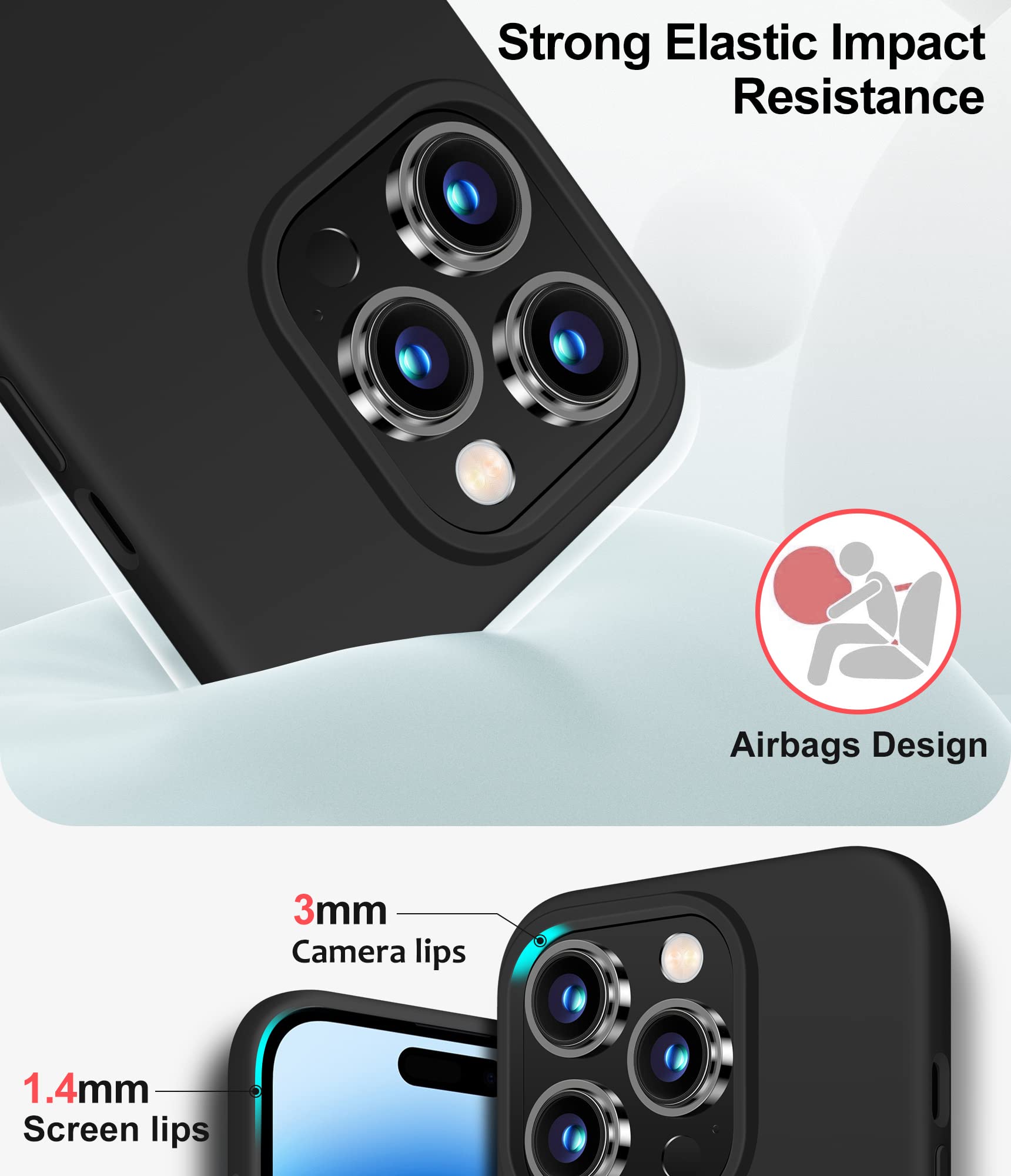 HOOMIL Silicone Case for iPhone 14 Pro 6.1-Inch, Skin-Friendly Soft Touch Cover, Anti-Scratch Microfiber Lining, Black