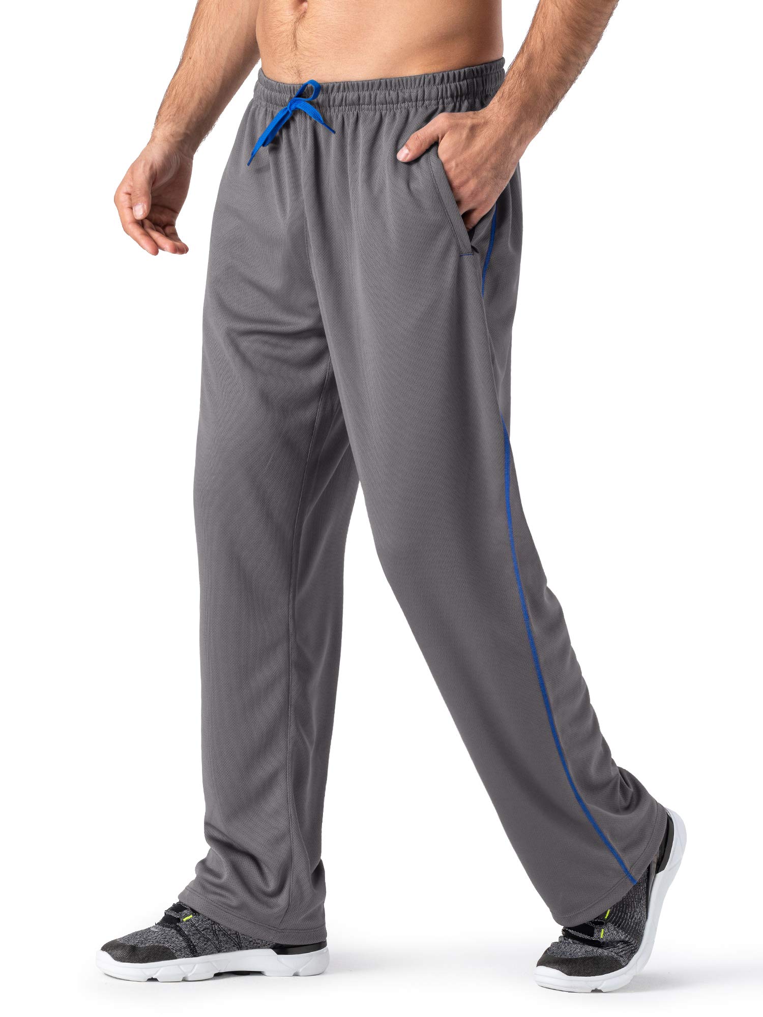 MAGNIVIT Men's Elastic Bottom Sweatpant Track Running Sport Athletic Pants with Zipper Pockets Grey