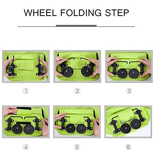 VALINK Shopping Cart with Wheels,2 in 1 Trolley Folding Hand-Pulling Shopping Bag,Portable Reusable Zipped Handbag Grocery Cart