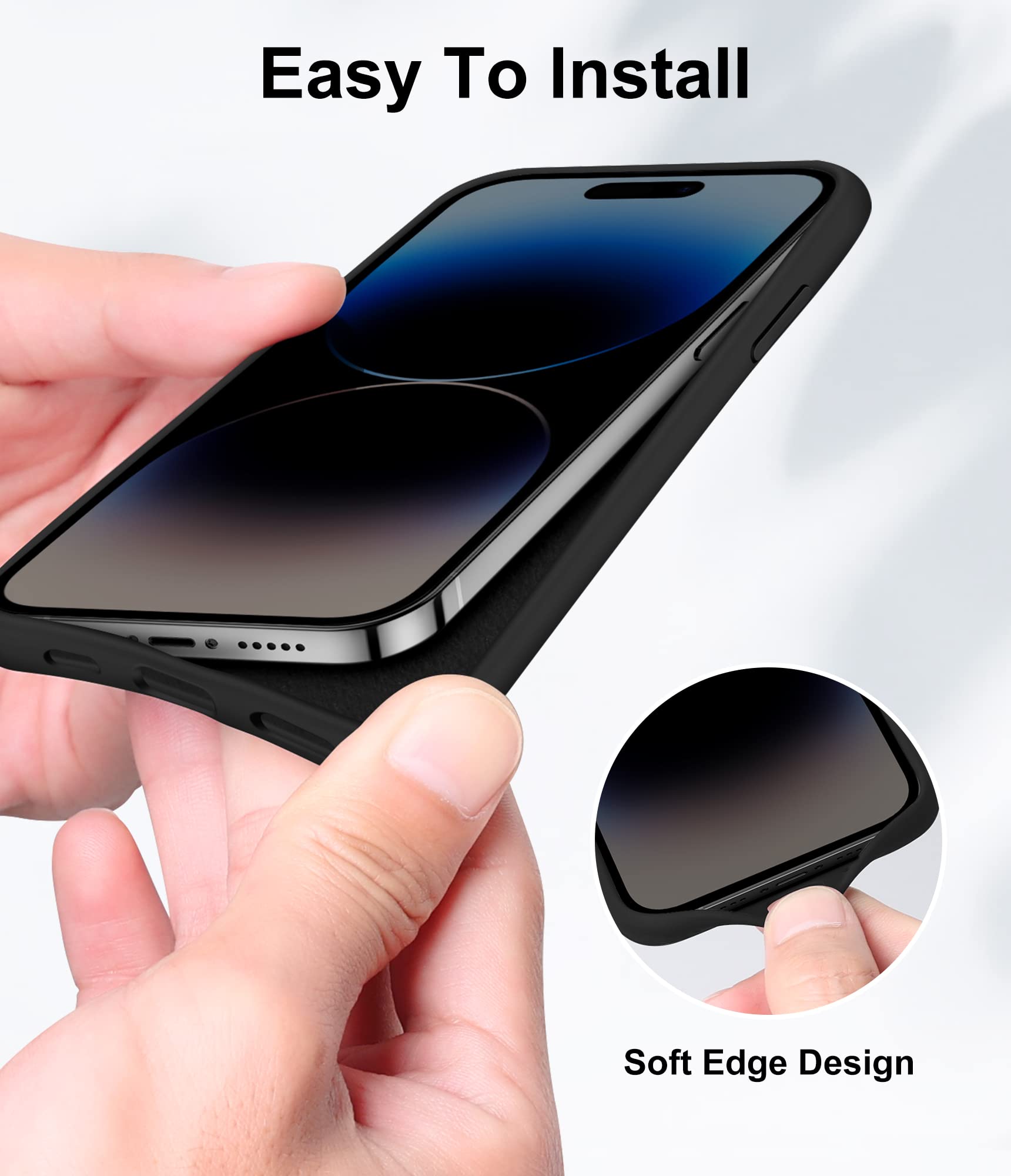 HOOMIL Silicone Case for iPhone 14 Pro 6.1-Inch, Skin-Friendly Soft Touch Cover, Anti-Scratch Microfiber Lining, Black