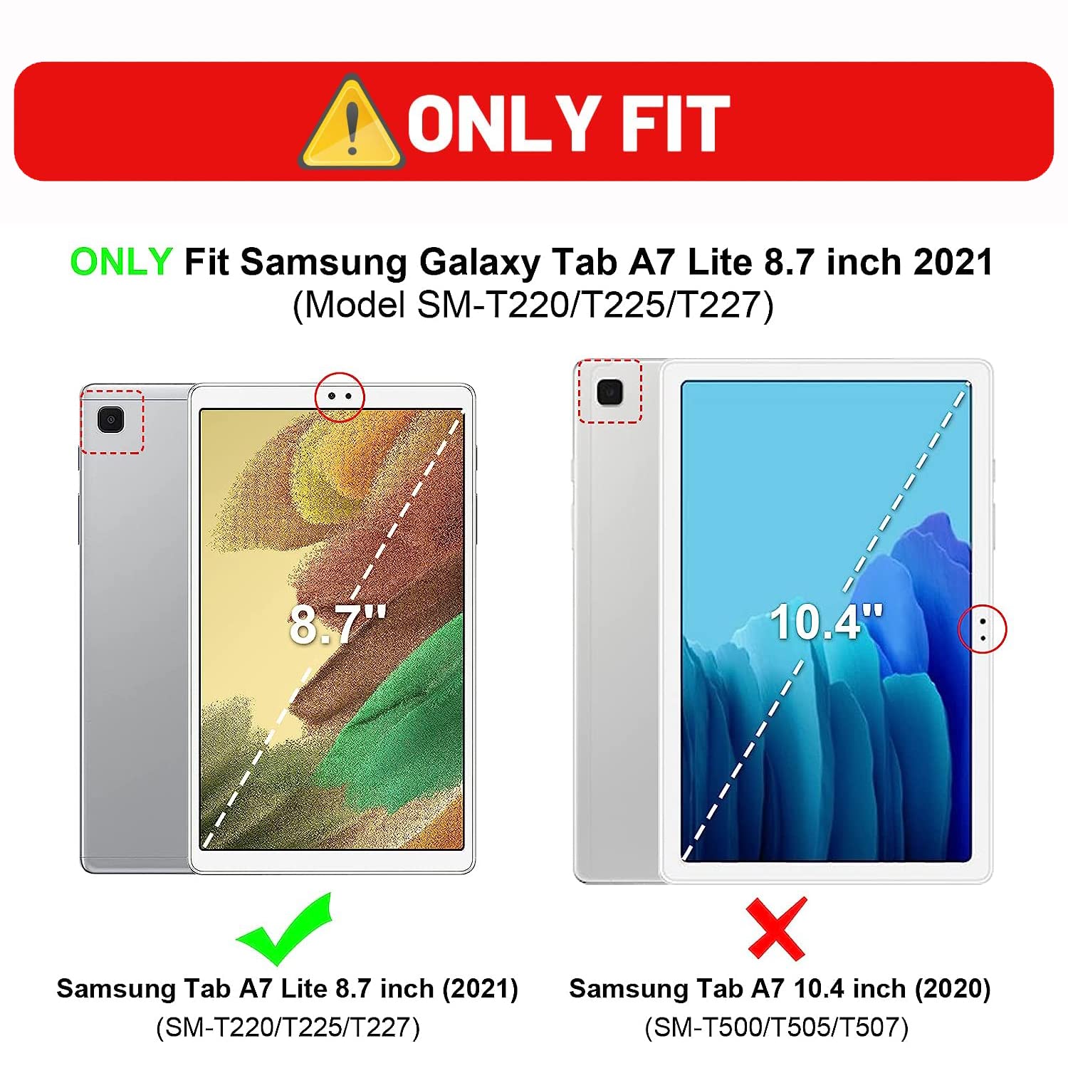 POIUYTREW Case for Samsung Galaxy Tab A7 Lite 8.7 Inch 2021 Model (SM-T220/T225/T227), PU Leather Folio Case Smart Cover with Stand & Auto Wake Sleep, Cat and Daisy Flower