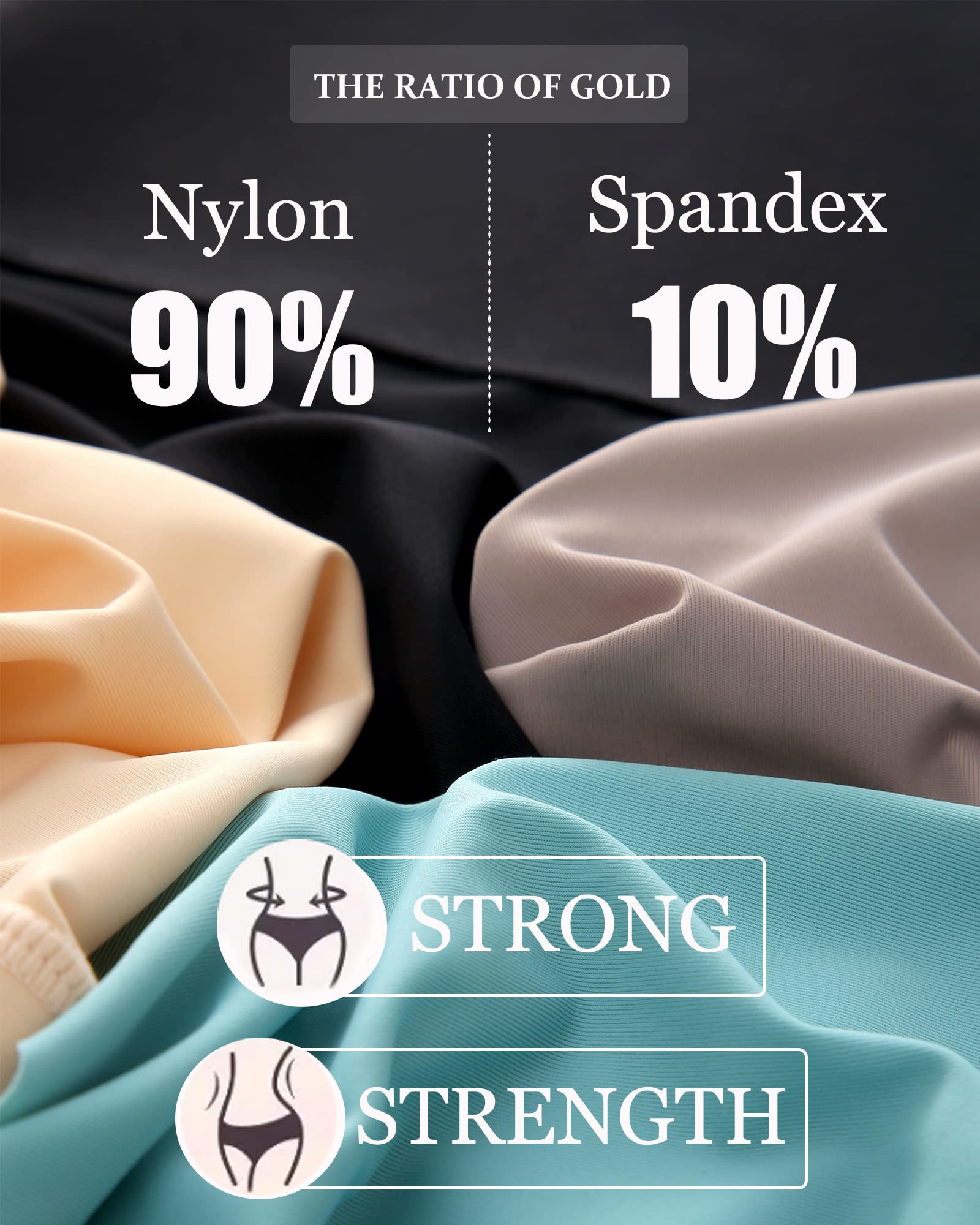 FINETOO Tummy Control Underwear for Women High Waisted Nylon Brief No Show Womens Bikini Seamless Panties 4pack S-XXXL