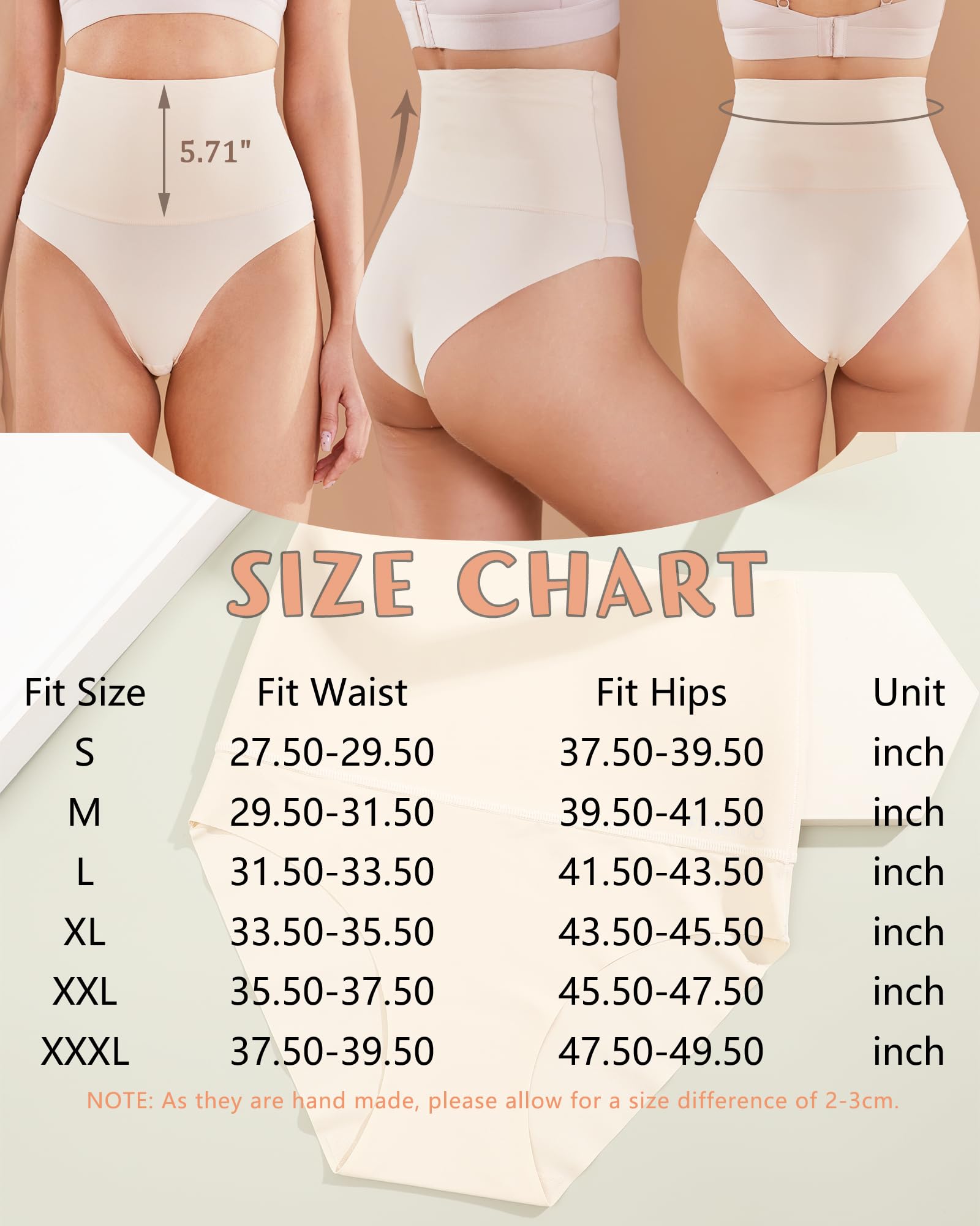 FINETOO Tummy Control Underwear for Women High Waisted Nylon Brief No Show Womens Bikini Seamless Panties 4pack S-XXXL