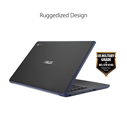 ASUS Chromebook C403 Rugged & Spill Resistant Laptop, 14.0" HD, Intel Celeron N3350 Processor, 4GB RAM, 32GB eMMC 810G Durability, Dark Blue, Chrome OS, C403NA-WS42-BL (Renewed)