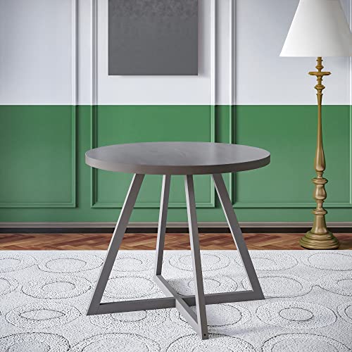 Knocbel Mid-Century Modern Round Dining Table with X-Shaped Base, Ideal for Small Spaces, 200lbs Weight Capacity, 36" Dia x 30" H (Gray)