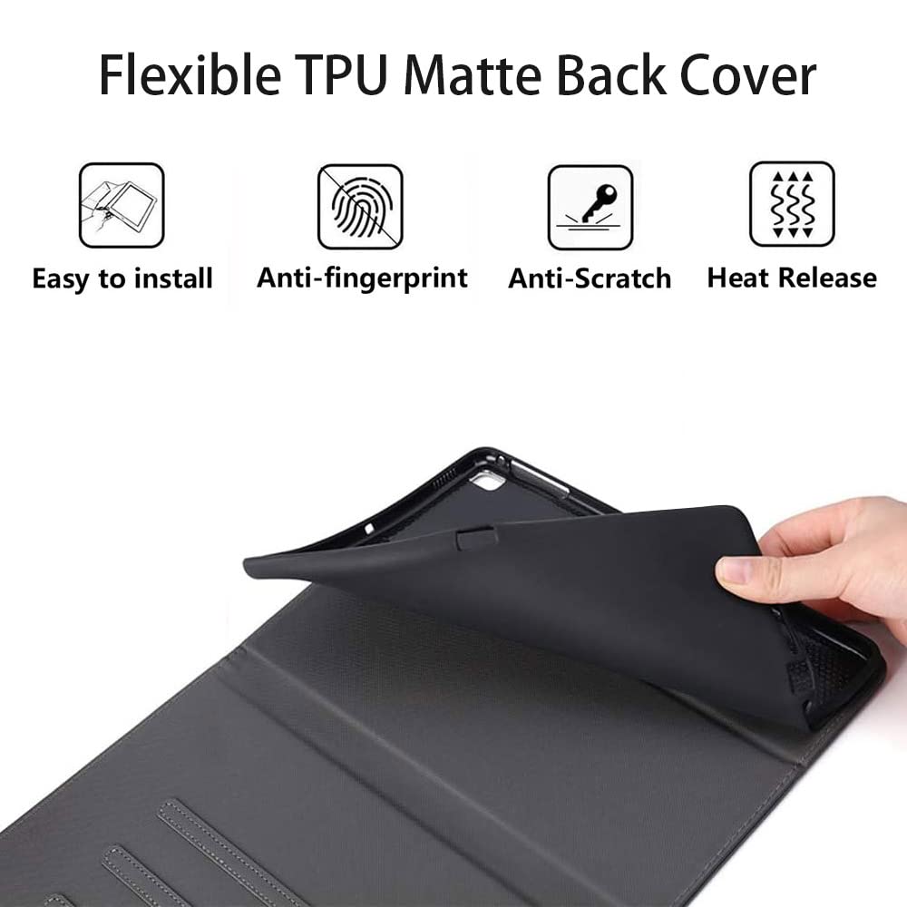 POIUYTREW Case for Samsung Galaxy Tab A7 Lite 8.7 Inch 2021 Model (SM-T220/T225/T227), PU Leather Folio Case Smart Cover with Stand & Auto Wake Sleep, Cat and Daisy Flower