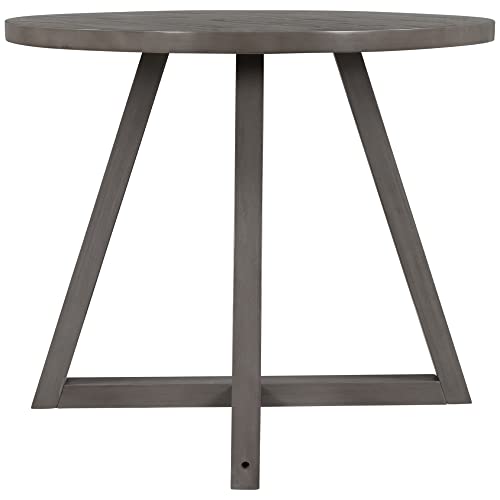 Knocbel Mid-Century Modern Round Dining Table with X-Shaped Base, Ideal for Small Spaces, 200lbs Weight Capacity, 36" Dia x 30" H (Gray)