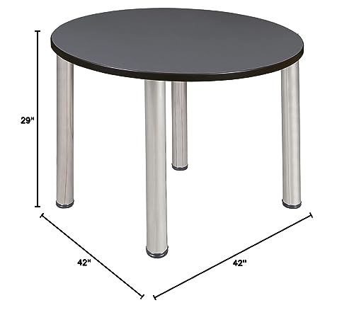 Kee 42" Round Breakroom Table- Grey/ Chrome