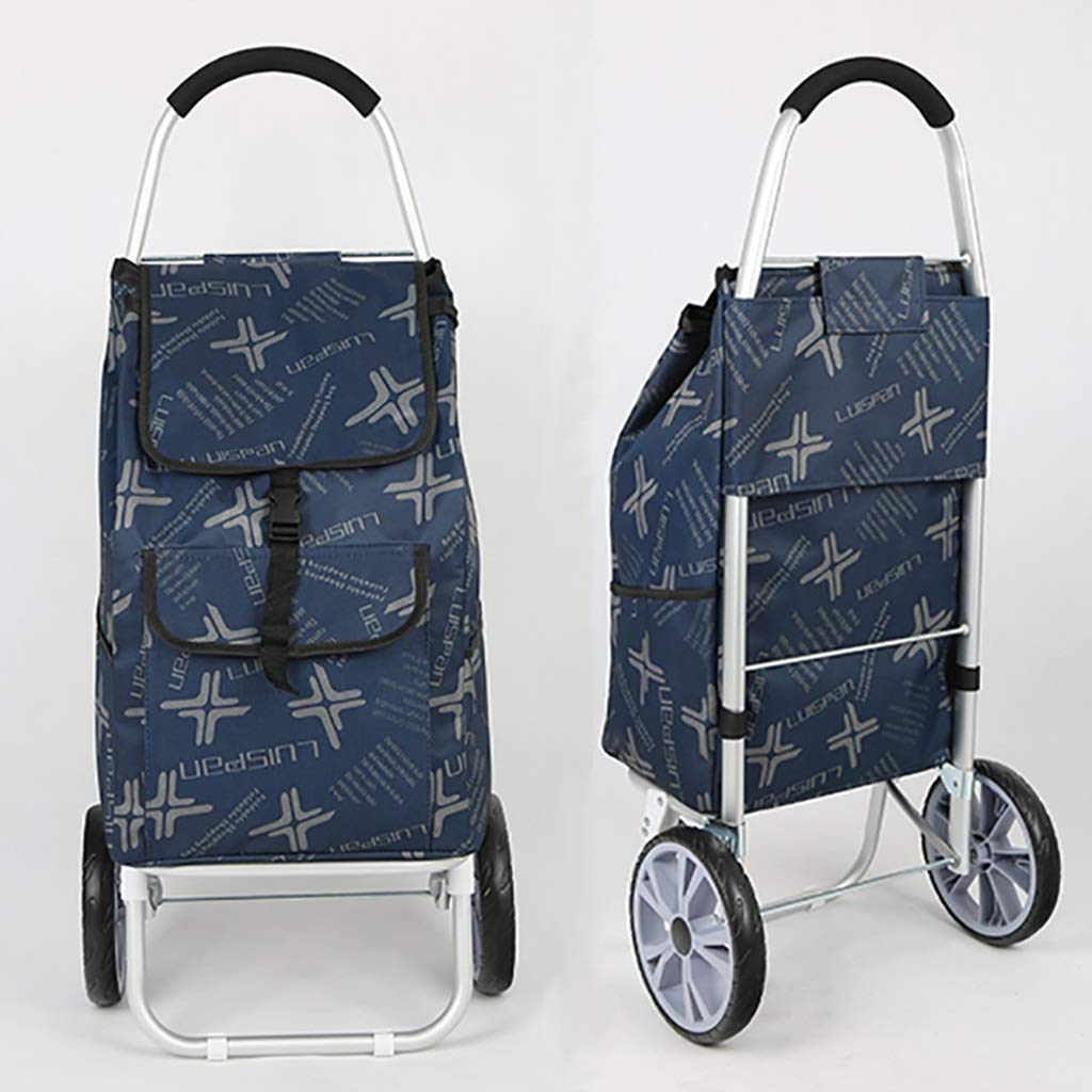 SH-gwtc Shopping Trolley,Foldable Shopping Cart 2 Wheels Climbing Trolly/Aluminum Alloy/Waterproof Shopping Bag/Collapsible Push Pull Carts,Bearing Capacity :40 Kg (Color : B)