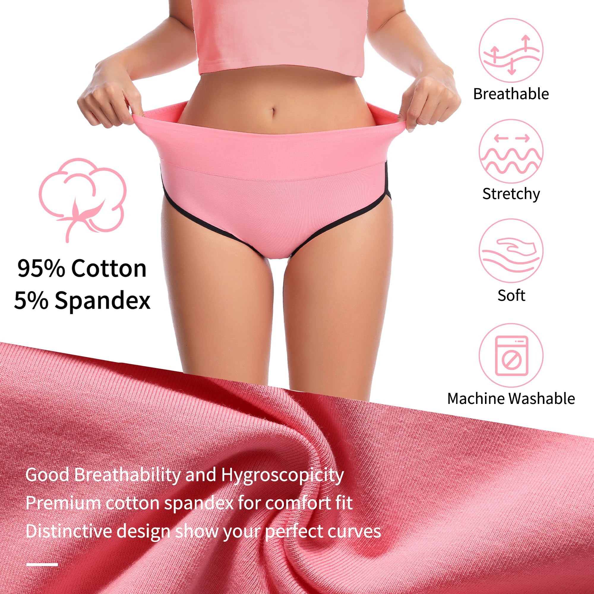 CAILECOTTON Womens Underwear Cotton Briefs for Women Plus Size Panties for Women Pack 2/5