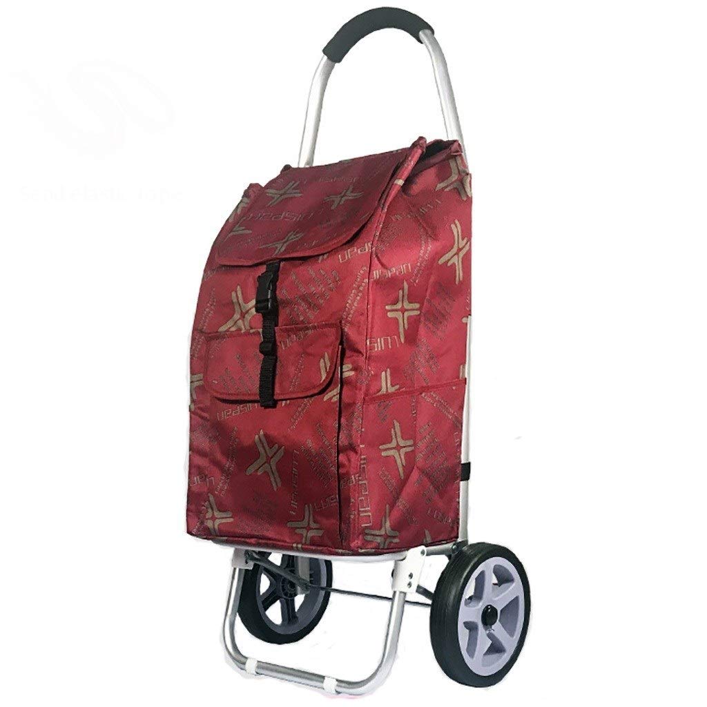 SH-gwtc Shopping Trolley,Foldable Shopping Cart 2 Wheels Climbing Trolly/Aluminum Alloy/Waterproof Shopping Bag/Collapsible Push Pull Carts,Bearing Capacity :40 Kg (Color : B)