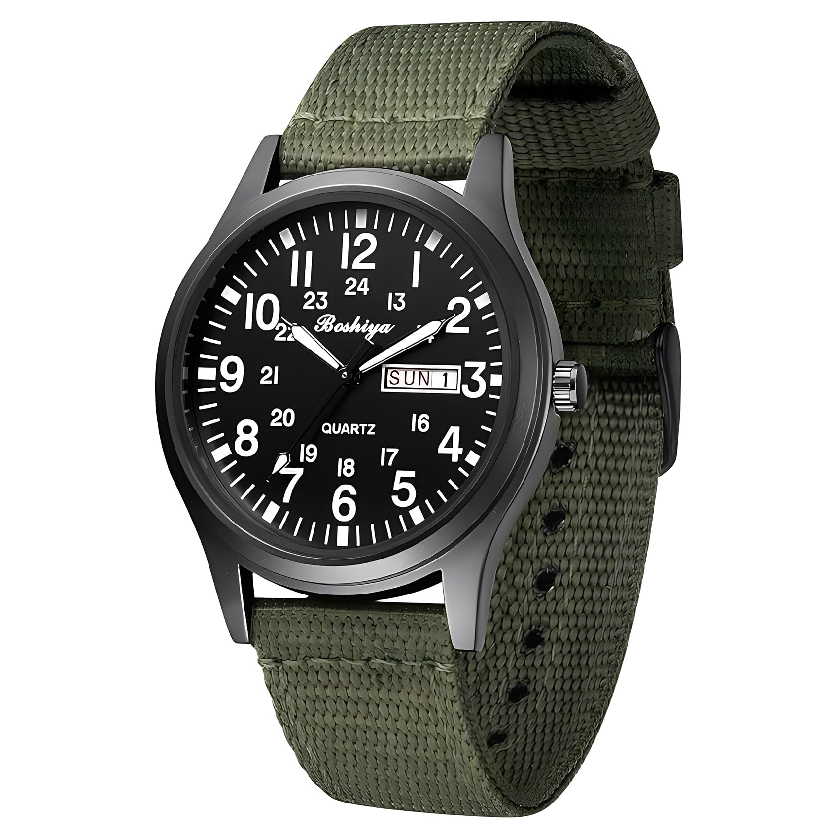 BOSHIYA Men's Military Tactical Field Watches Outdoor Sports/Work Watch Waterproof Analogue Quartz Watches Minimalist Lightweight Nylon Watch - Imported Japanese Movement/40mm Waterproof/Date Display