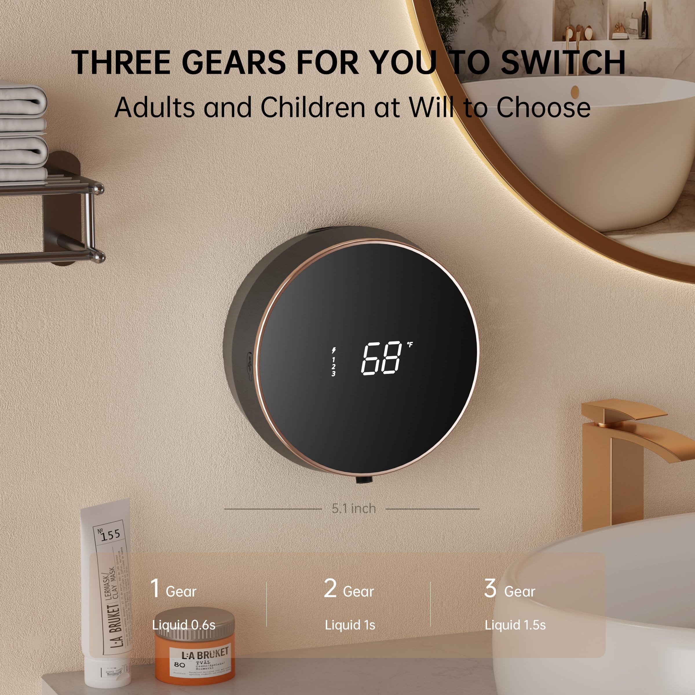 Automatic Foaming Soap Dispenser Wall Mounted- Rechargeable Foaming Hand Soap Dispenser Touchless-Smart Electric Auto Foam Soap Dispenser Wall Mount Foaming Soap Dispenser for Bathroom and Kitchen