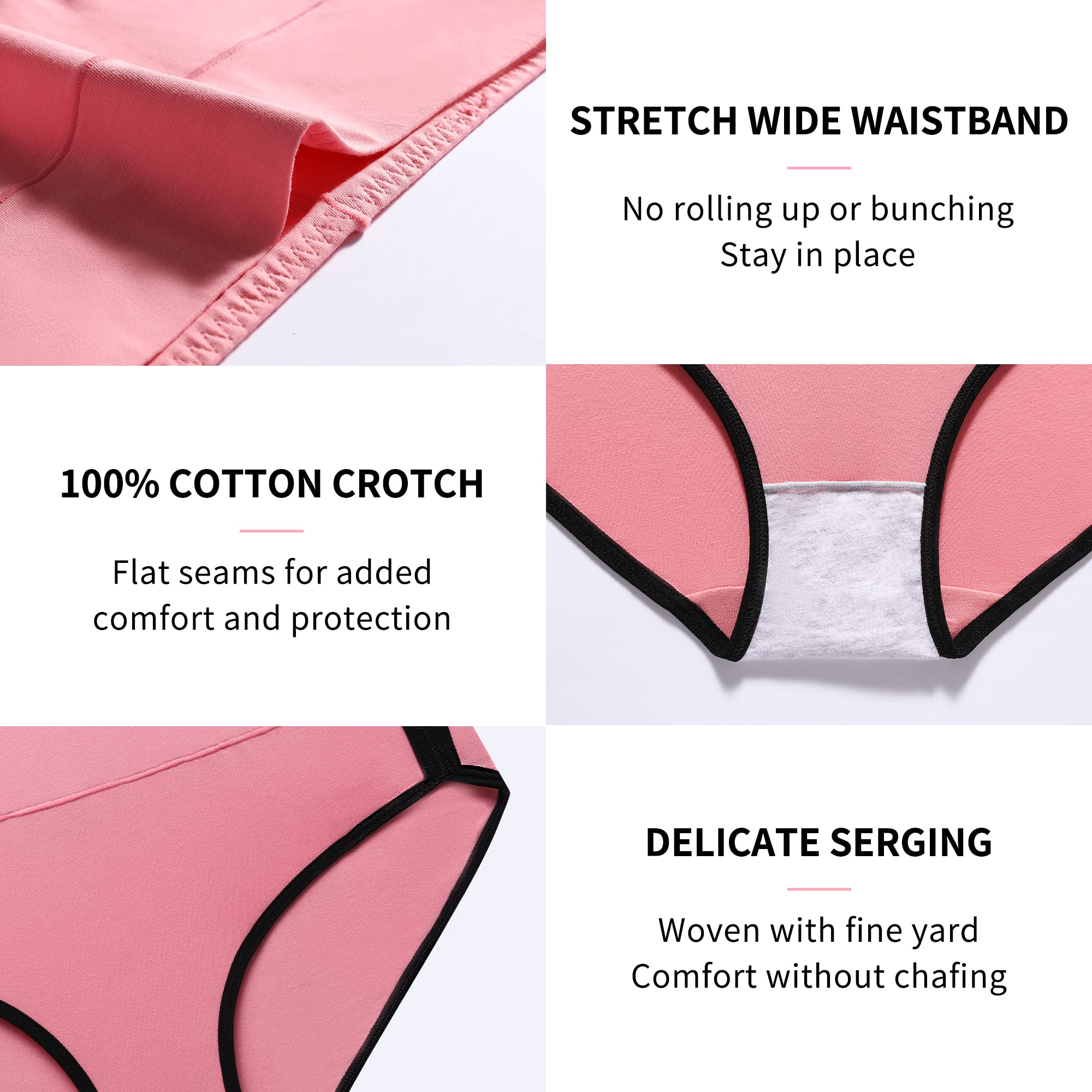 CAILECOTTON Womens Underwear Cotton Briefs for Women Plus Size Panties for Women Pack 2/5