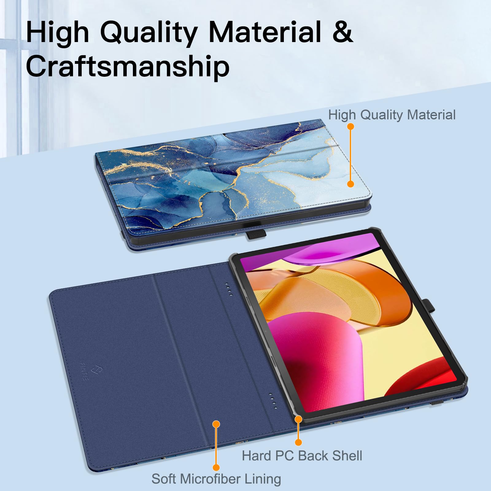 Fintie Folio Case for Amazon Fire Max 11 (13th Generation, 2023 Release) - Premium Vegan Leather Slim Fit Folding Stand Cover for Fire 11 Max Tablet with Auto Sleep/Wake, Ocean Marble