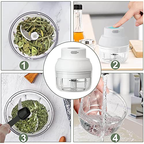 Andekas Electric Herb Grinder - 3.9"/3.4oz Large Capacity Grinder with USB Rechargeable and Brush, Perfect for Grinding Spices & Herbs (White)