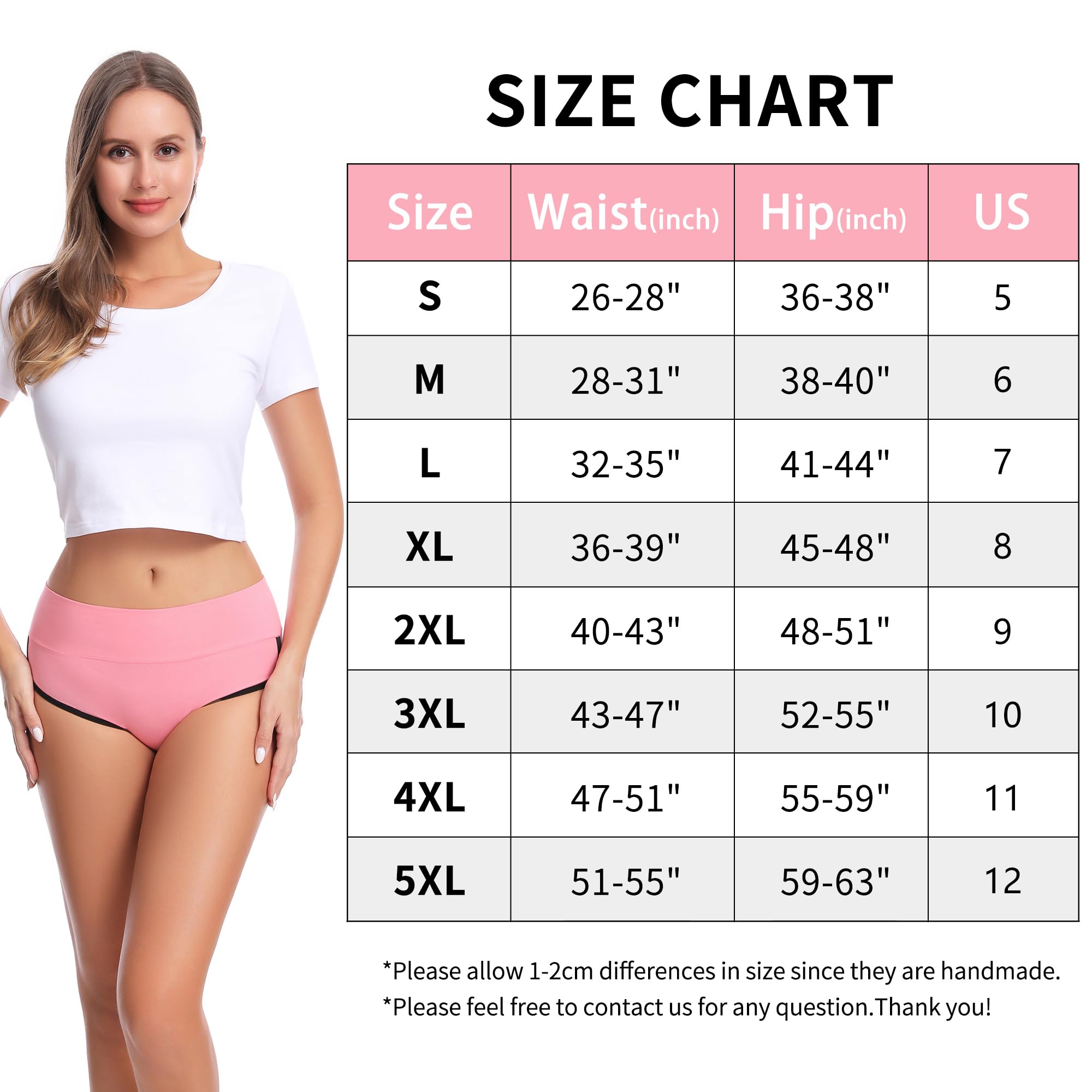 CAILECOTTON Womens Underwear Cotton Briefs for Women Plus Size Panties for Women Pack 2/5