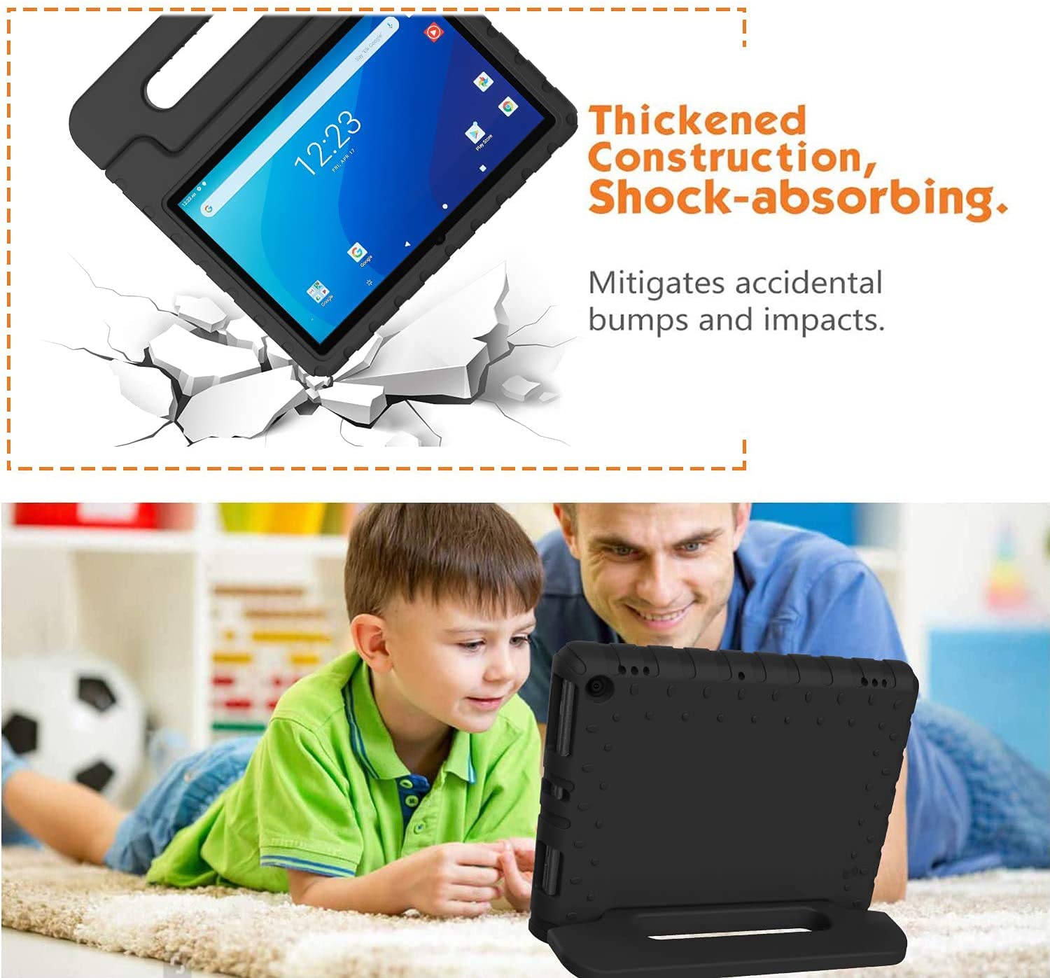 Golden Sheeps Kid Friendly Case Compatible for Walmart Onn 10.1" 3rd gen 2022 Release(Model:100071486) Shockproof Ultra Light Weight Convertible Handle Stand Cover (Black)