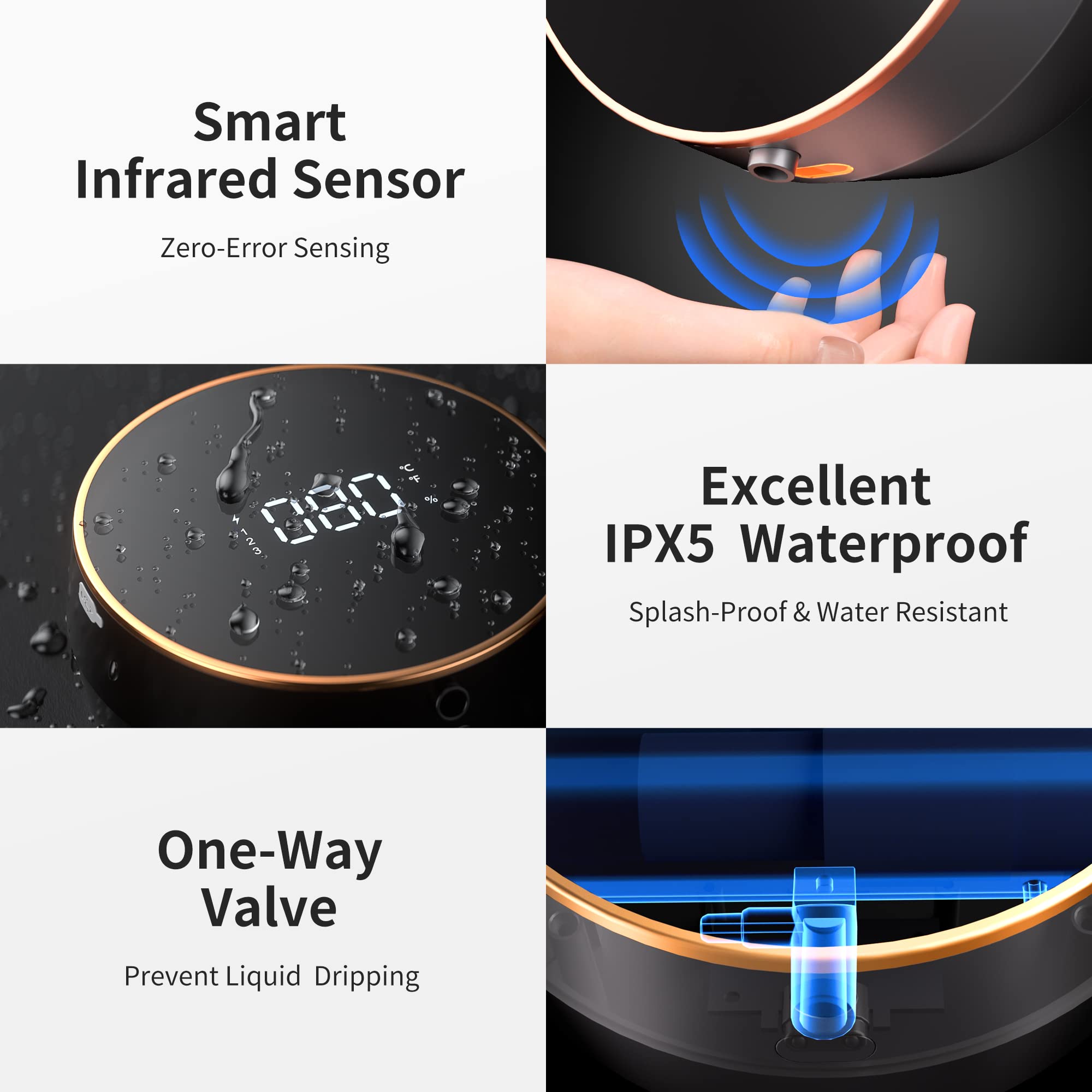 Automatic Foaming Soap Dispenser Wall Mounted- Rechargeable Foaming Hand Soap Dispenser Touchless-Smart Electric Auto Foam Soap Dispenser Wall Mount Foaming Soap Dispenser for Bathroom and Kitchen