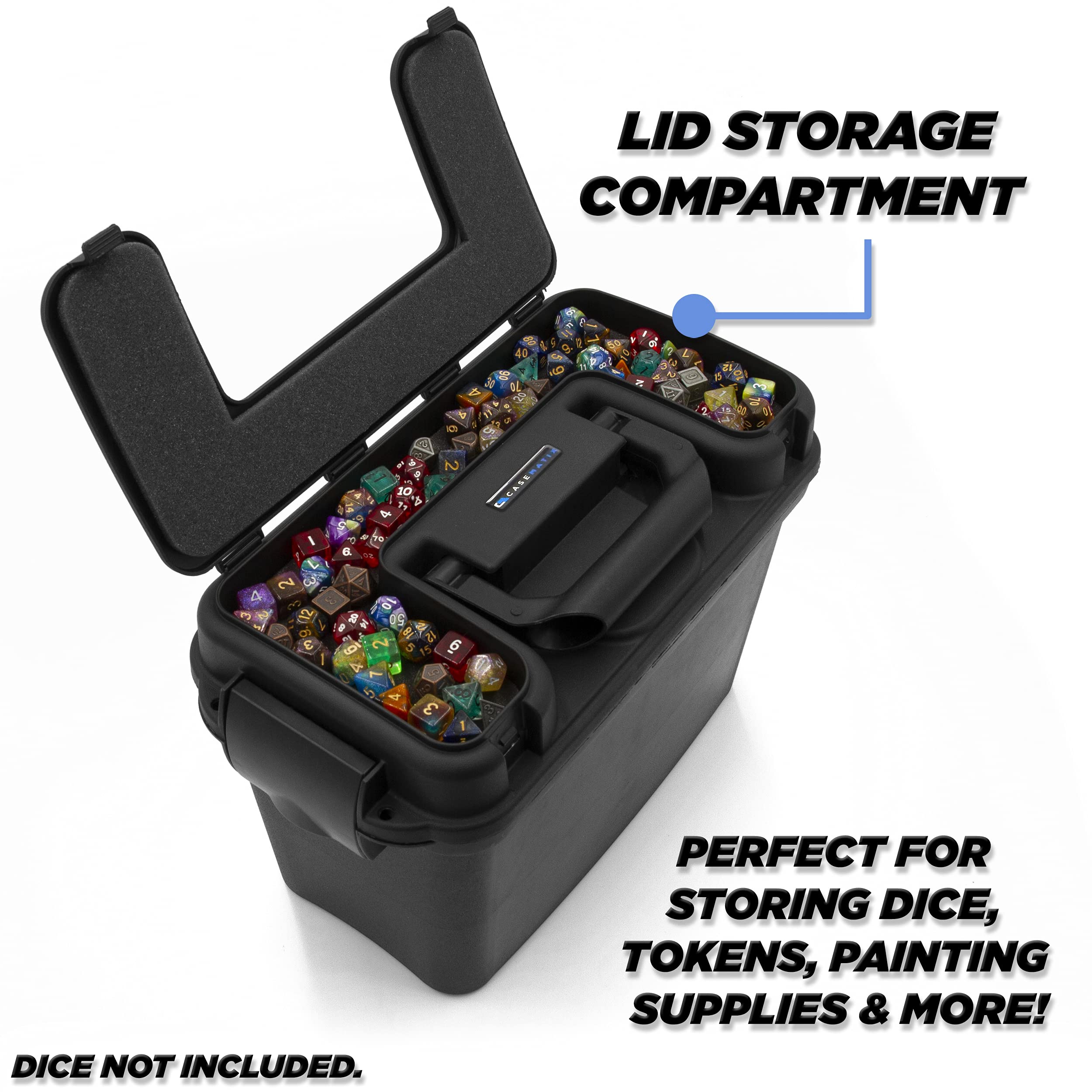 CASEMATIX Miniature Storage Hard Shell Figure Case - 105 Slot Figurine Carrying Case with Customizable Foam Tray Compatible with Warhammer 40k, DND & More!