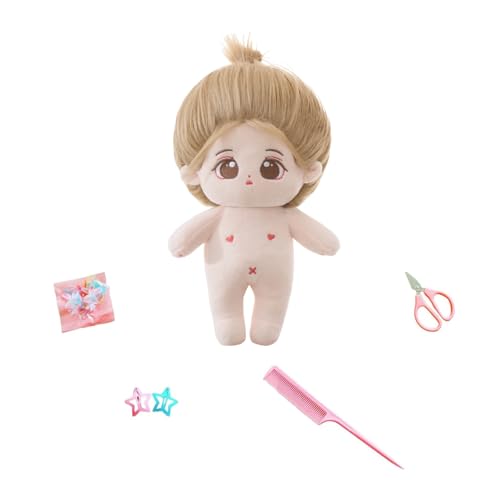 CALEMBOU 20cm Plush Doll, Cute Cotton Doll with Jointed Skeleton, Anime Soft Stuffed Dress Up Doll and Hairdressing Set, Collectible Gift (daibao, Boneless)
