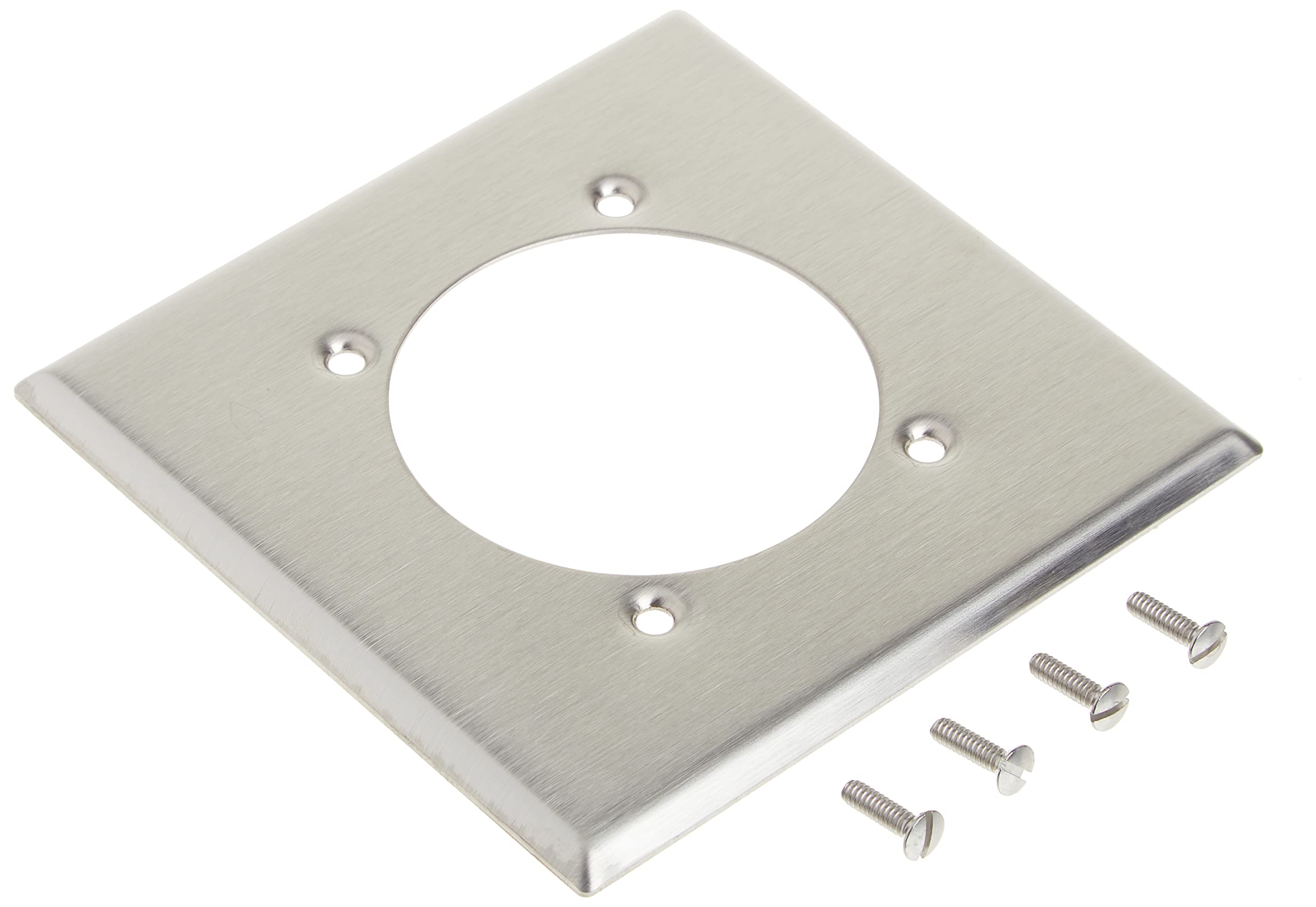 Leviton S701-40 2-Gang Power Receptacle Wallplate, Flush Mount, Standard Size, Device Mount, 302 Stainless Steel