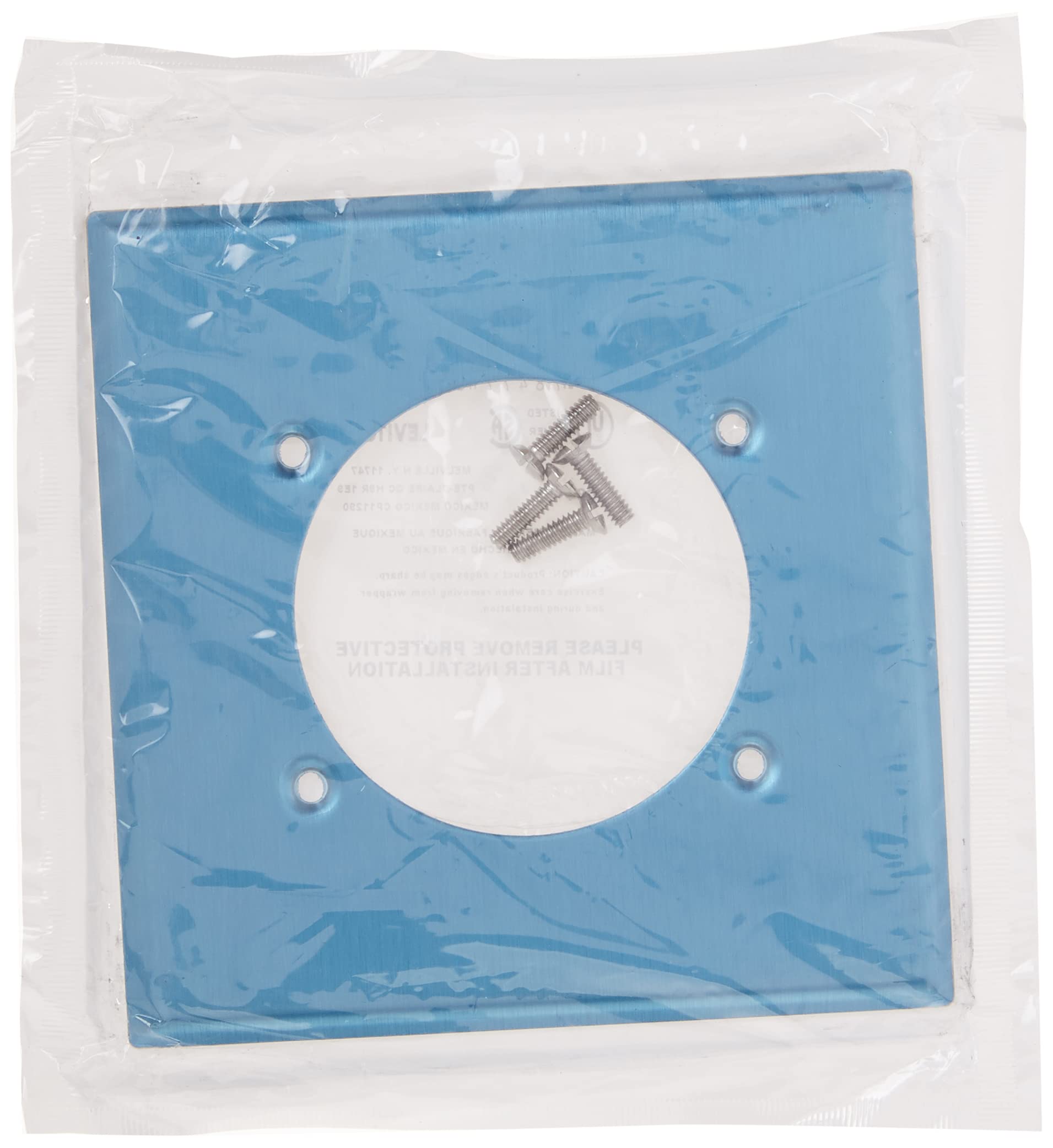 Leviton S701-40 2-Gang Power Receptacle Wallplate, Flush Mount, Standard Size, Device Mount, 302 Stainless Steel